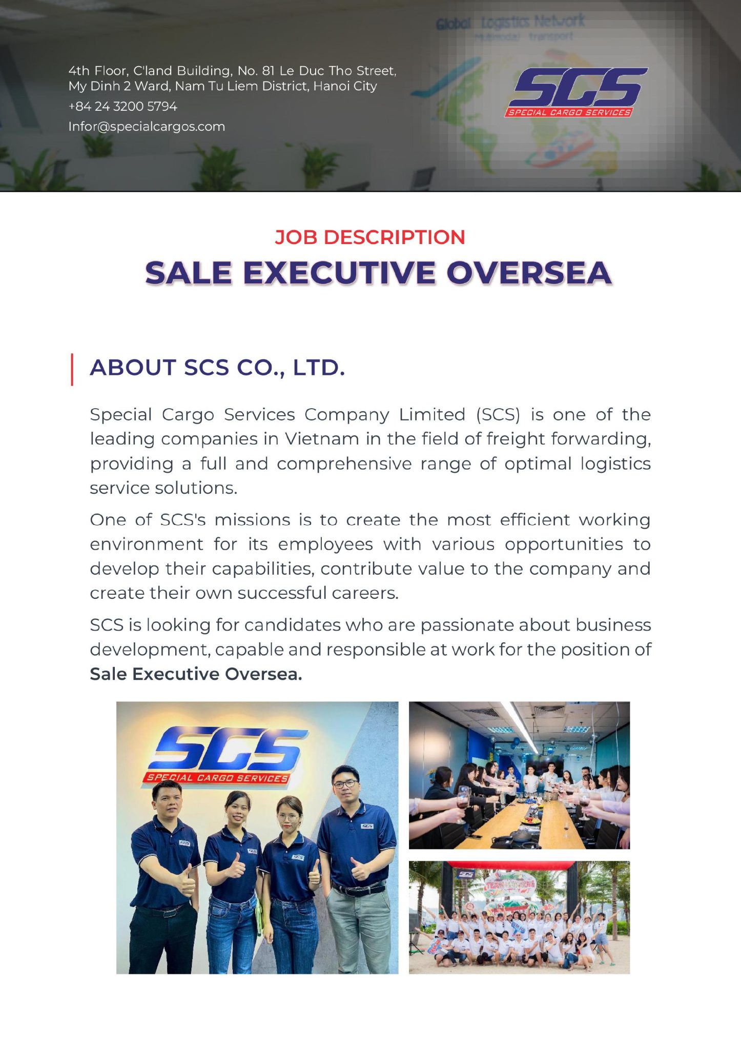 Sale Executive Oversea - SPECIAL Cargo Services Co., Ltd.